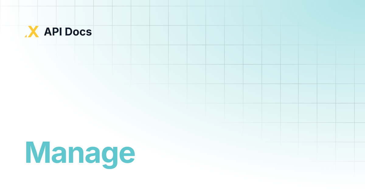 Manage | API Docs
